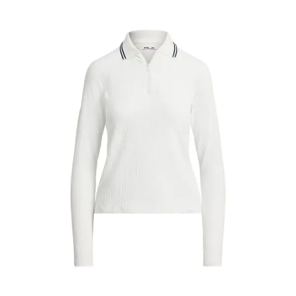 Ralph Lauren Cable Quarter-Zip Long-Sleeve Polo Shirt - Ceramic